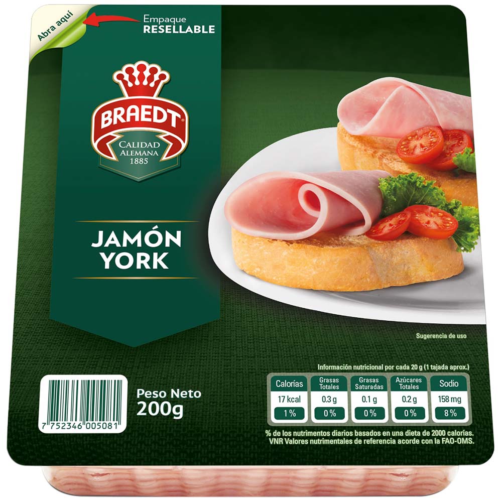 Jamón York BRAEDT Paquete 200g | plazaVea - Supermercado