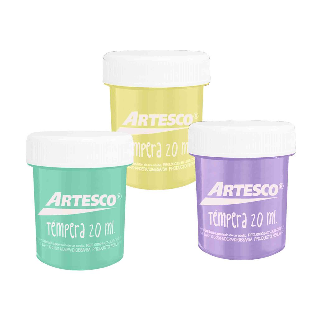 Set de Témperas ARTESCO Past Pote 20ml Paquete 6un + Pincel + Paleta ...
