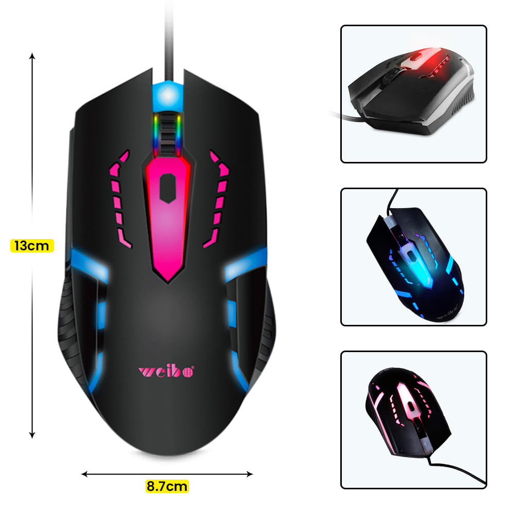 Mouse Gamer Weibo con Luces RGB | plazaVea - Supermercado