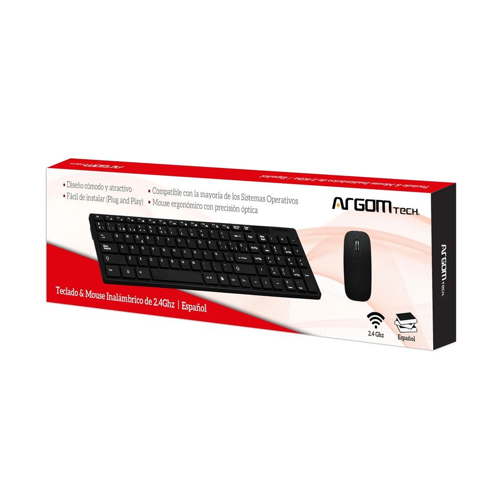 Kit Teclado y Mouse Argom Inalámbrico Wireless 24GHz Negro - ARG-KB ...