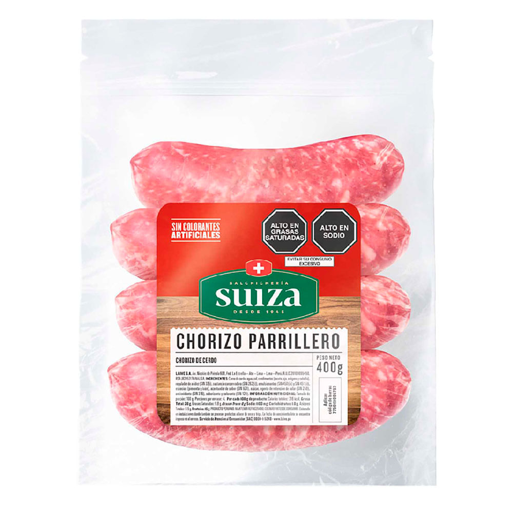 Chorizo Parrillero SALCHICHERÍA SUIZA Paquete 400g | plazaVea ...